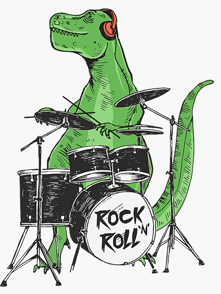 "rock rex rock roll tyrannosaurus rex dinosaur music" Sticker for Sale ...