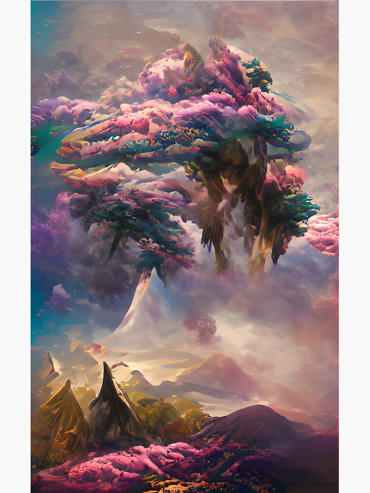 "Fantasy trees and mountains" Sticker for Sale by LUISART143 | Redbubble