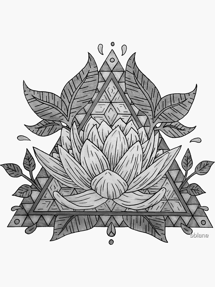 "Grey Lotus Flower Geometric Design" Sticker for Sale by bblane | Redbubble