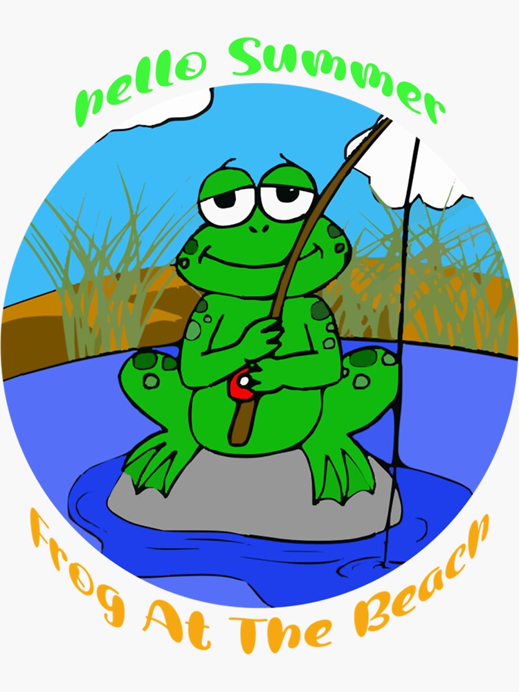 "Frog At The Beach - Hello Summer - frog hunting " Sticker for Sale by ...