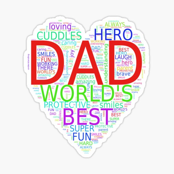 "Dad Word Art Heart" Sticker for Sale by FunckyDesigns | Redbubble