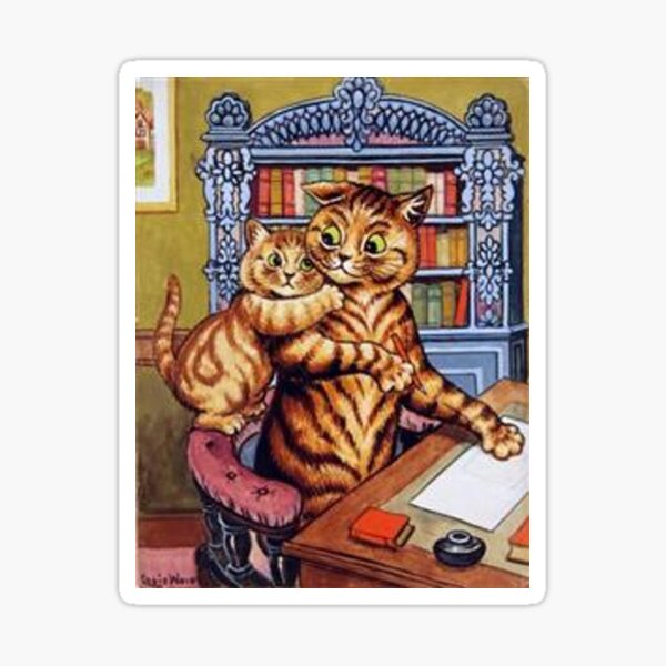 "Cats in library poster" Sticker for Sale by jollydawn | Redbubble