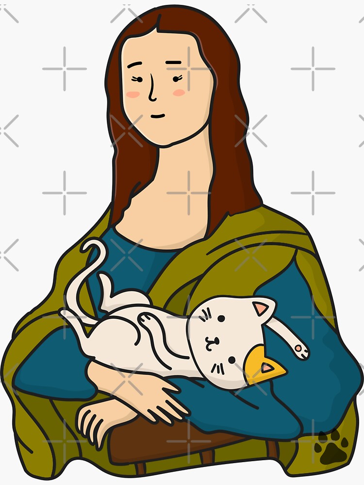 Pegatina «Mona Lisa de Leonardo da Vinci Cat Parody Art» de centeepai ...