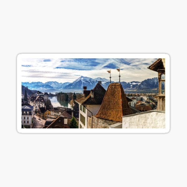 "Beautiful panoramic view to the city Thun from the high point of view ...