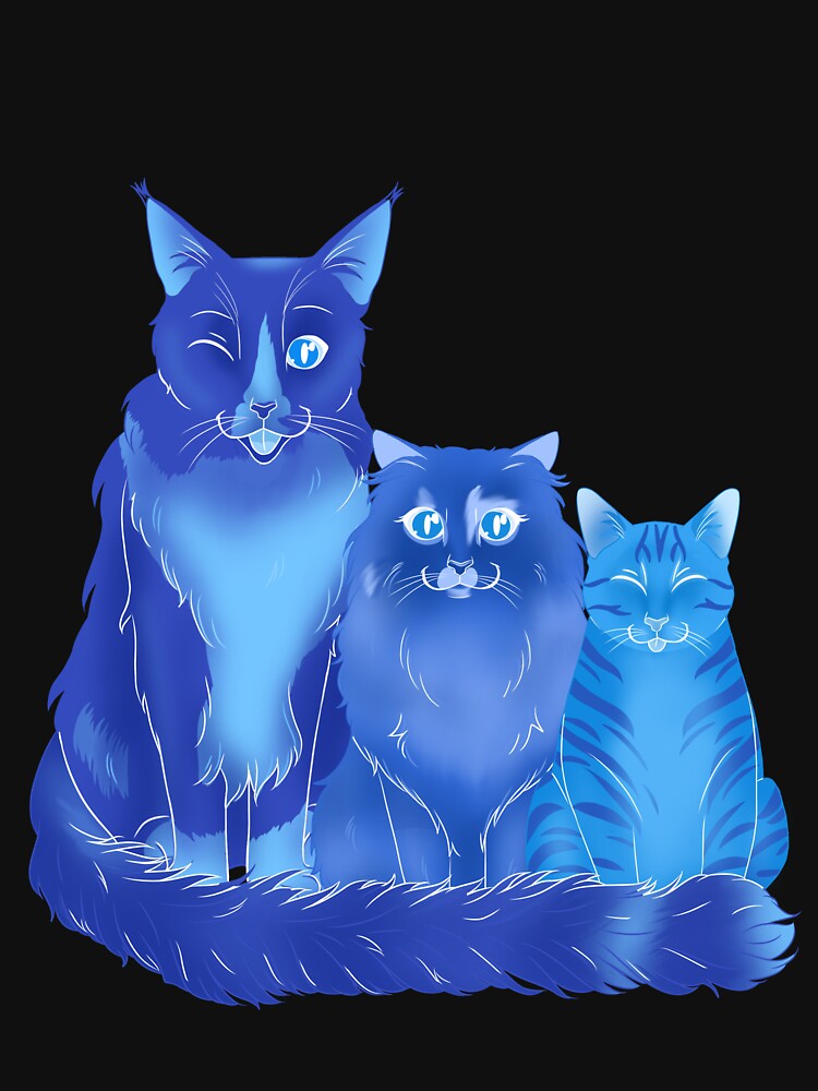 "Three Cats Best Friends | Blue Pet Portrait | Cartoon Cat lover" T ...