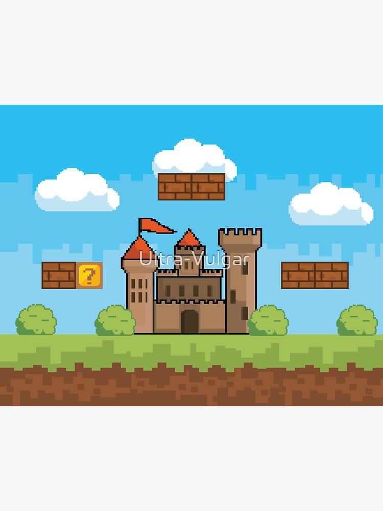"Gamer 8-Bit Castle Video Game Design" Sticker for Sale by Ultra-Vulgar ...