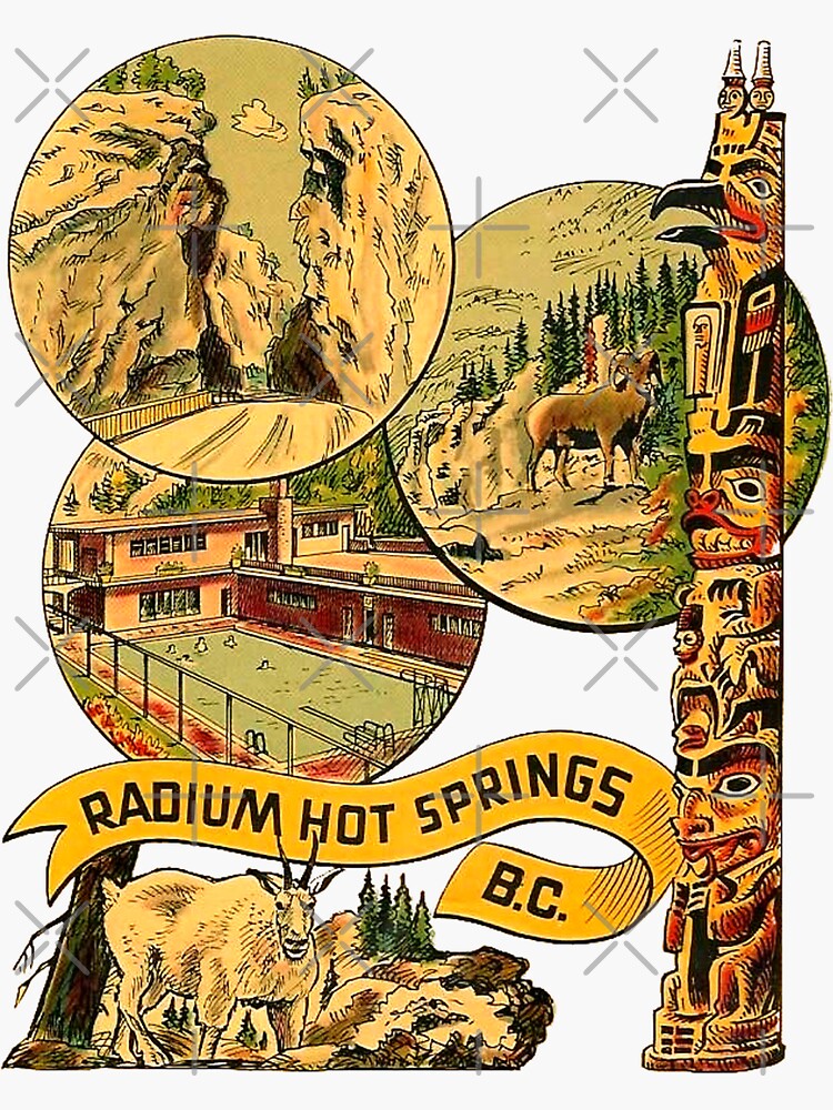 "Radium Hot Springs BC Vintage Travel Decal" Sticker for Sale by ...
