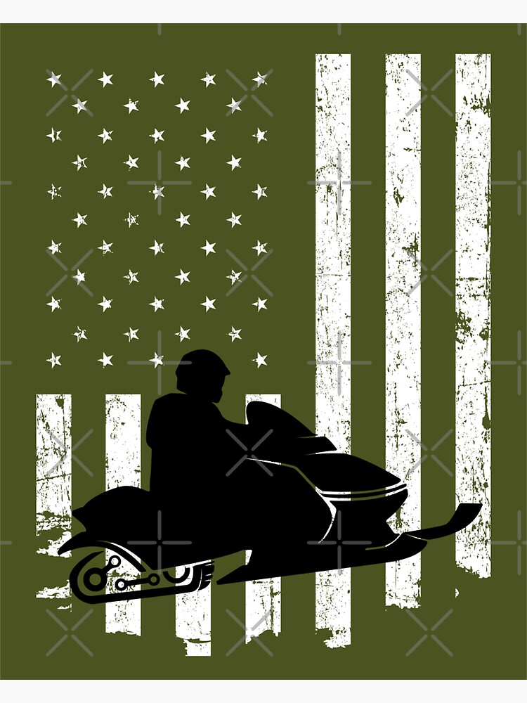 "Snowmobile Patriotic American Flag July 4th" Sticker for Sale by ...