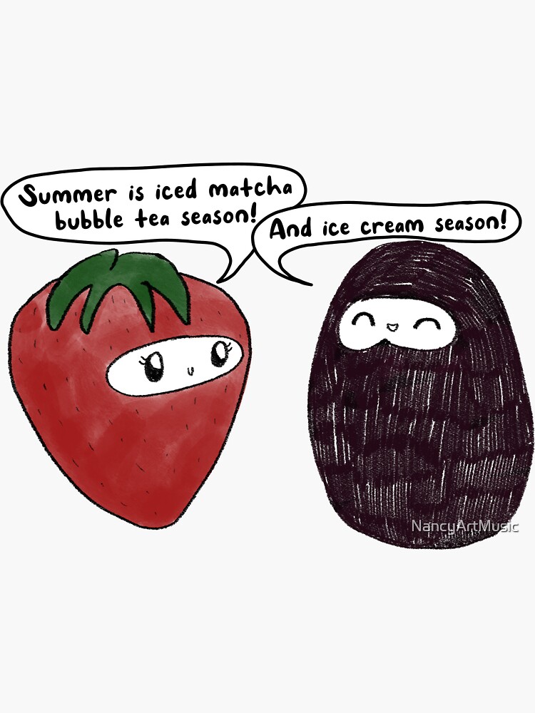 "Ichigo and Umeboshi Ice Cream and Bubble Tea Summer" Sticker for Sale ...