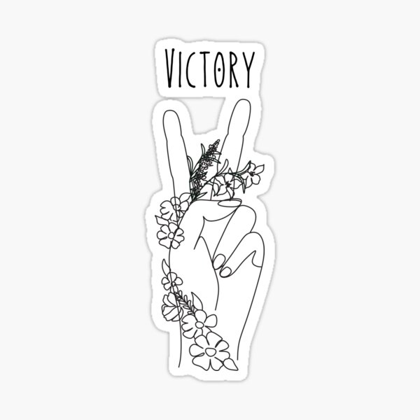 "beautiful line art hand victory sign design" Sticker for Sale by ...
