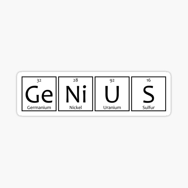 "Genius Chemical Elements Symbols" Sticker for Sale by the-elements ...