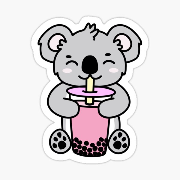 "Kawaii Koala Drinking Boba" Sticker for Sale by DetourShirts | Redbubble