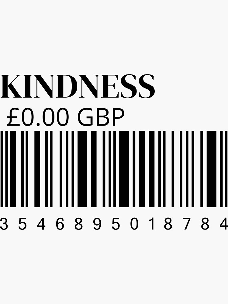 "Kindness barcode design tee | Be kind" Sticker for Sale by kirstin90 ...