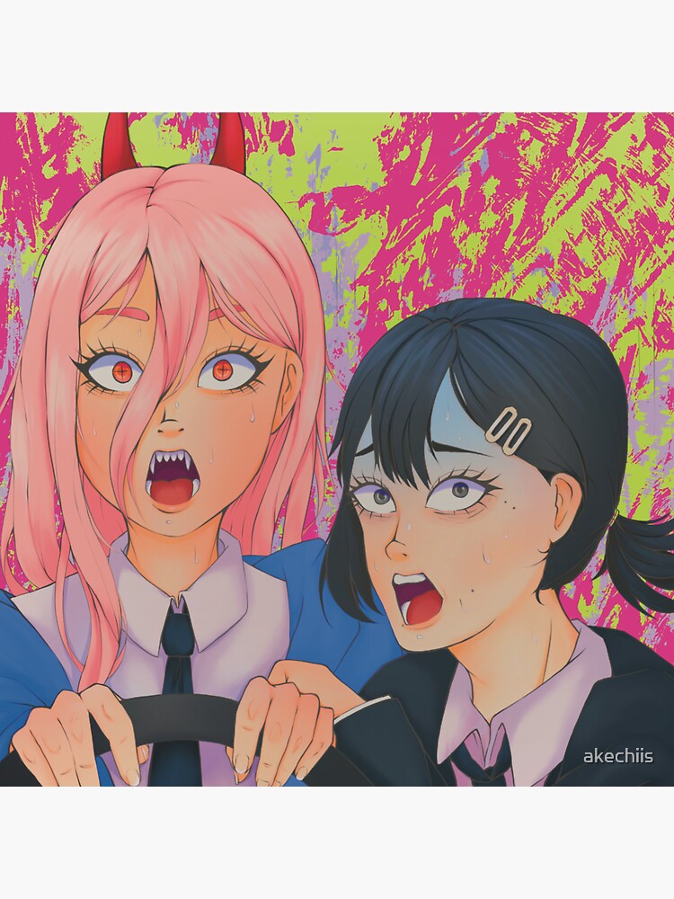 "CSM Power & Kobeni" Sticker by akechiis | Redbubble