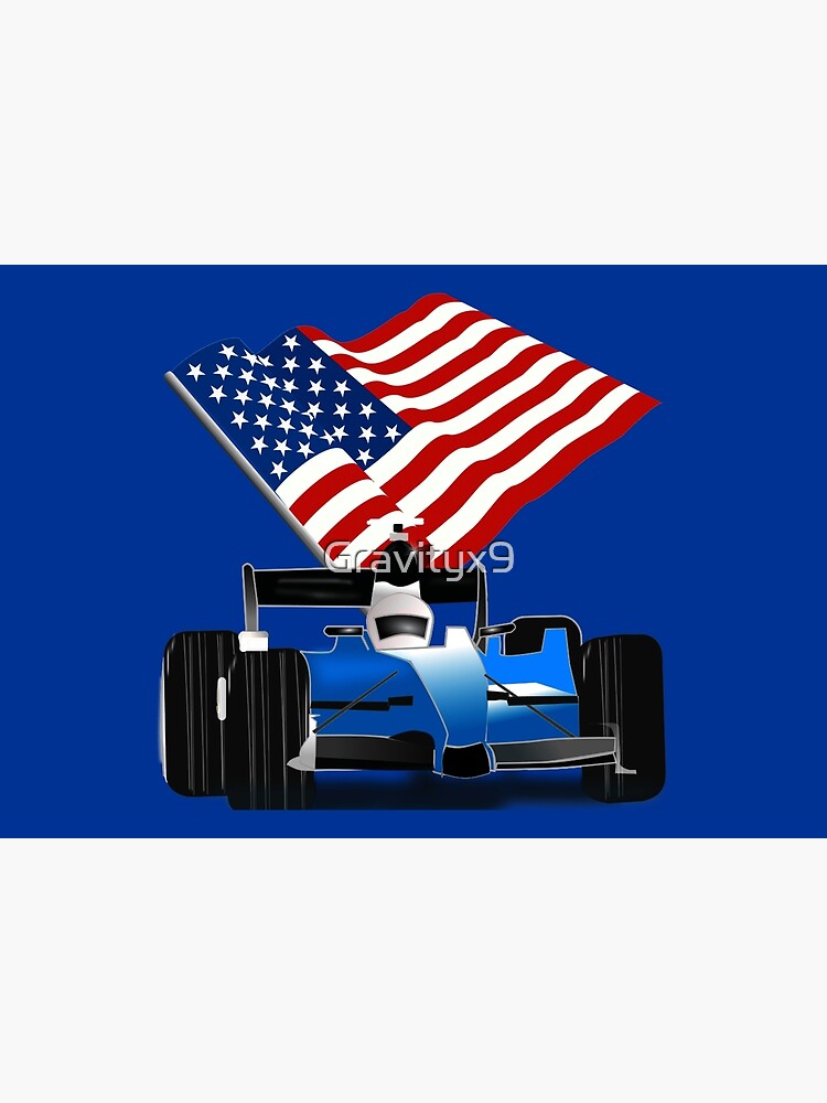 "Blue Race Car with American Flag " Poster for Sale by Gravityx9 ...