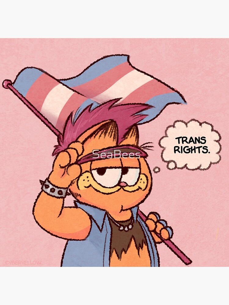 "Garfield Pride - Trans rights" Sticker for Sale by SeaBees | Redbubble