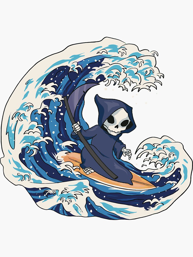 "Grim reaper surfing" Sticker for Sale by circle10 | Redbubble