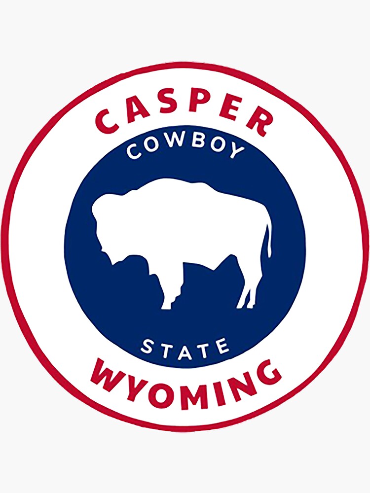"Casper Wyoming State Flag Badge Bison Roundlet WY Pride" Sticker for ...