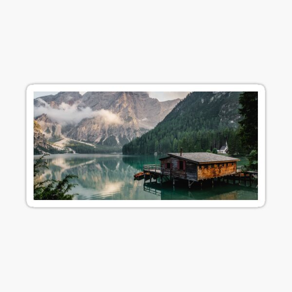 "Mountains and Cabin" Sticker for Sale by paloozazone | Redbubble