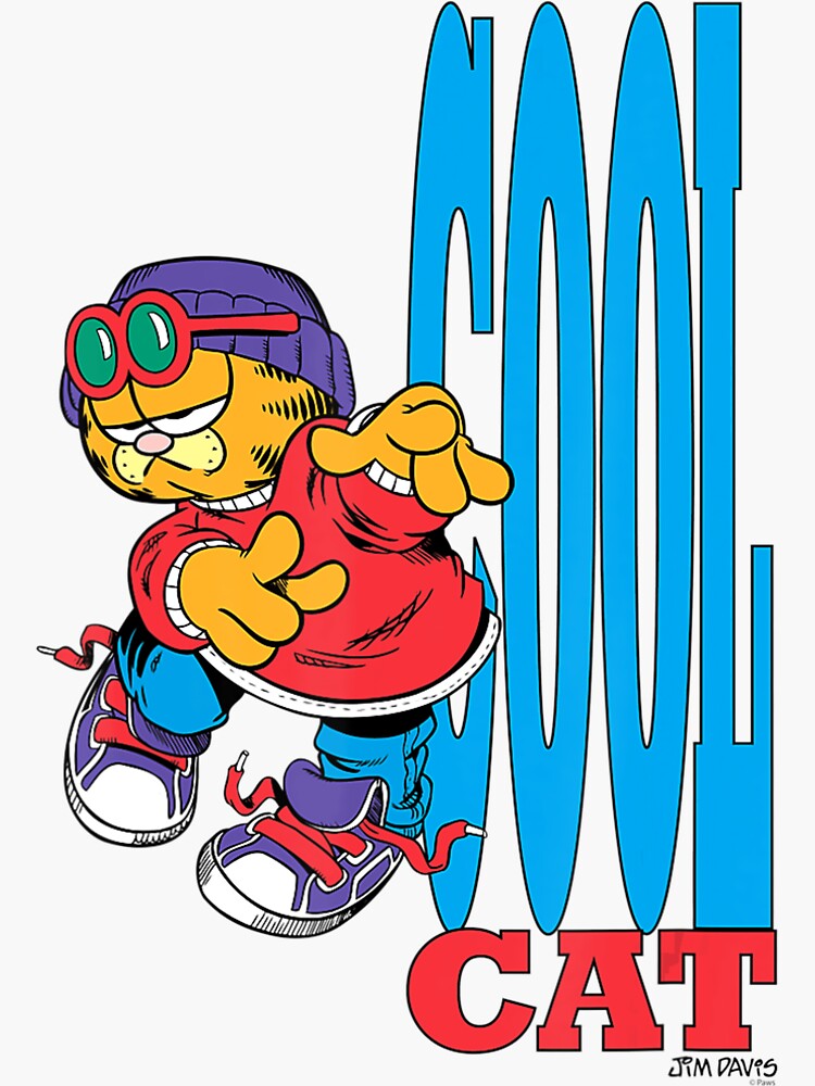 "Garfield Cool Cat " Sticker for Sale by zunkerfeldeb | Redbubble