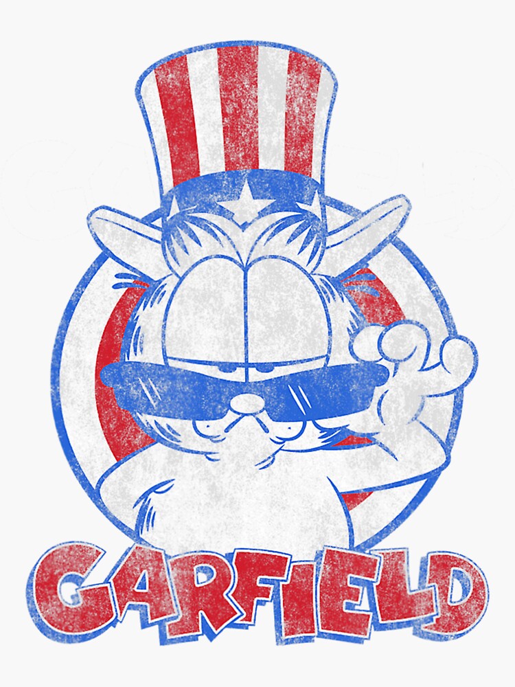 "Garfield Patriotic American Flag Hat And Shades " Sticker for Sale by ...