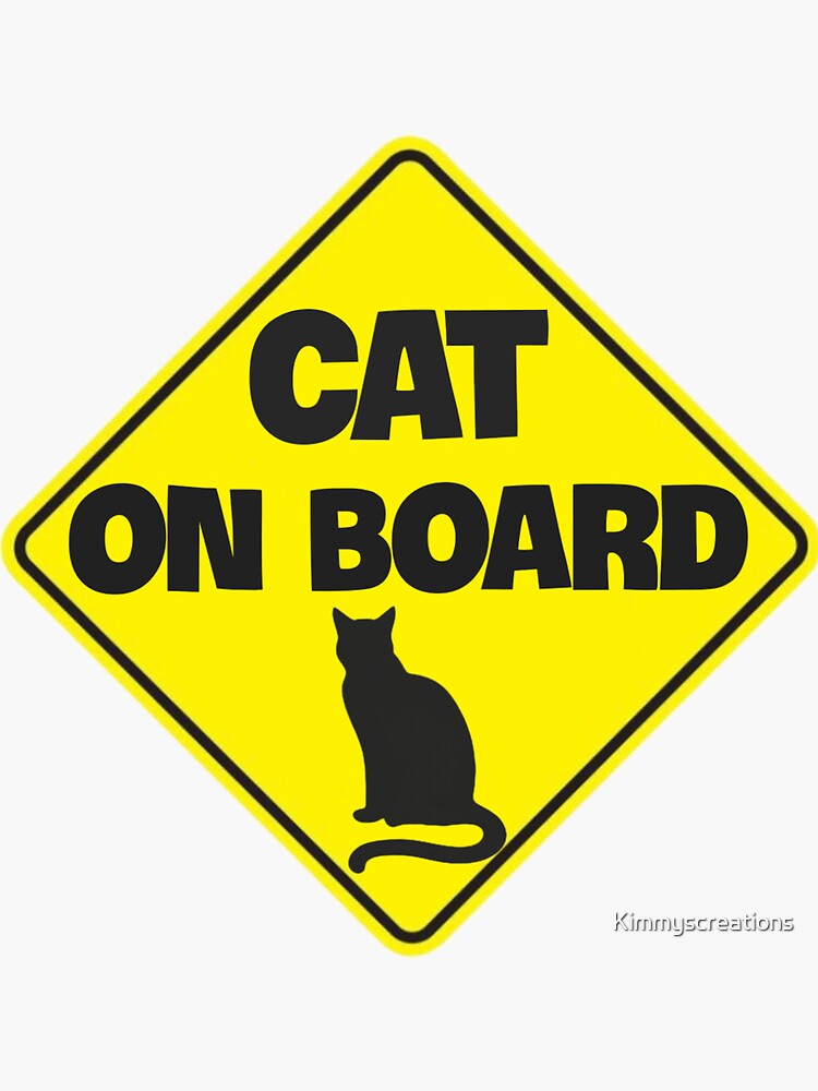 "Cat On Board " Sticker for Sale by Kimmyscreations | Redbubble