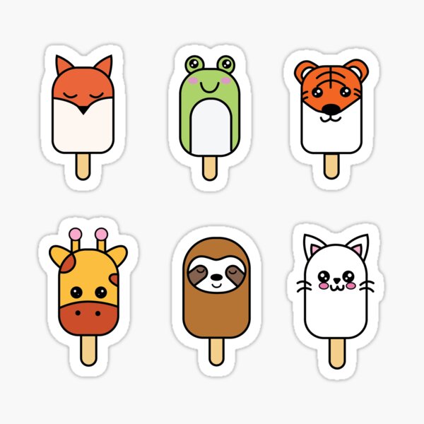 "Cute Animal Popsicle Pack" Sticker for Sale by Areej24 | Redbubble