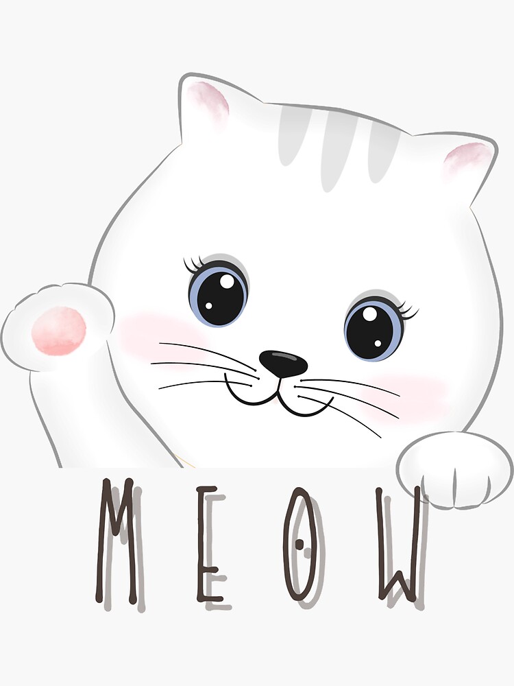 "Hi Meow Cat" Sticker for Sale by ARTiquette | Redbubble
