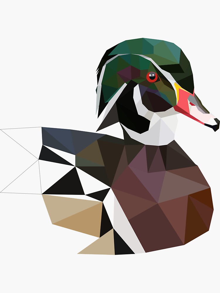 "Wooden duck, wild duck, Geometric birds" Sticker for Sale by villavera ...
