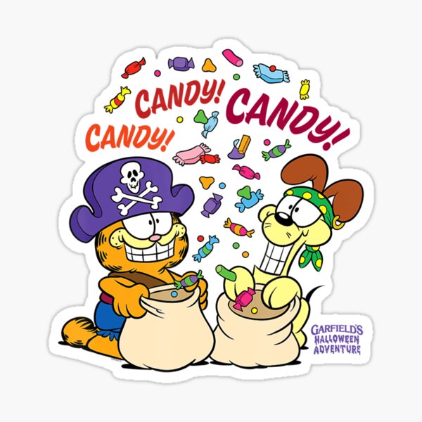 "Garfield Candy! Candy! Candy! " Sticker for Sale by stoltssdoiad ...