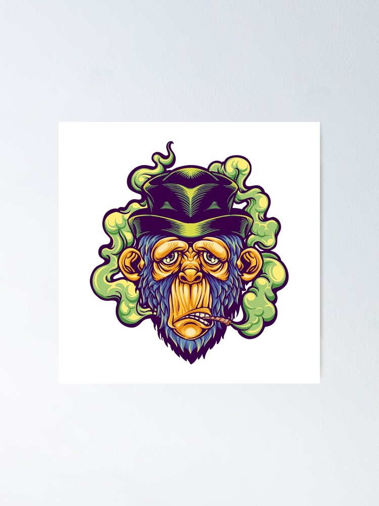 "Cute Monkey in Black Hat Smoking Weed" Poster for Sale by RomeoStore1 ...