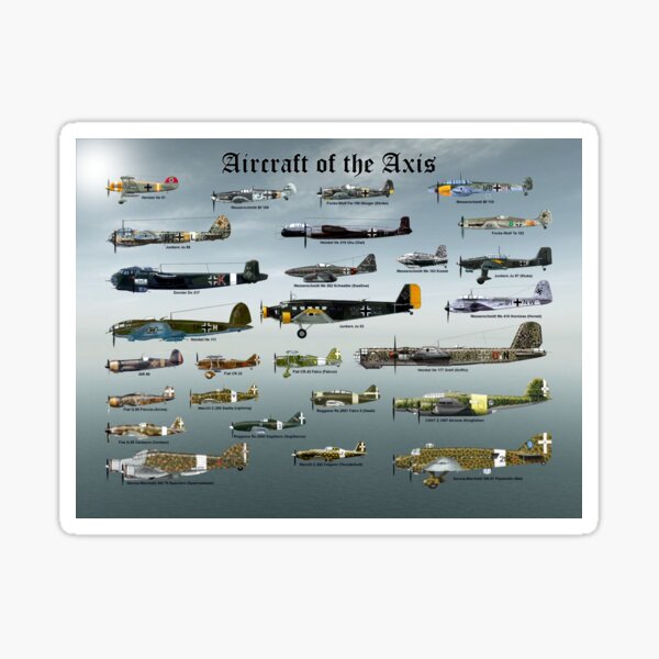 "Aircraft of the AXIS" Sticker for Sale by BasilBarfly | Redbubble