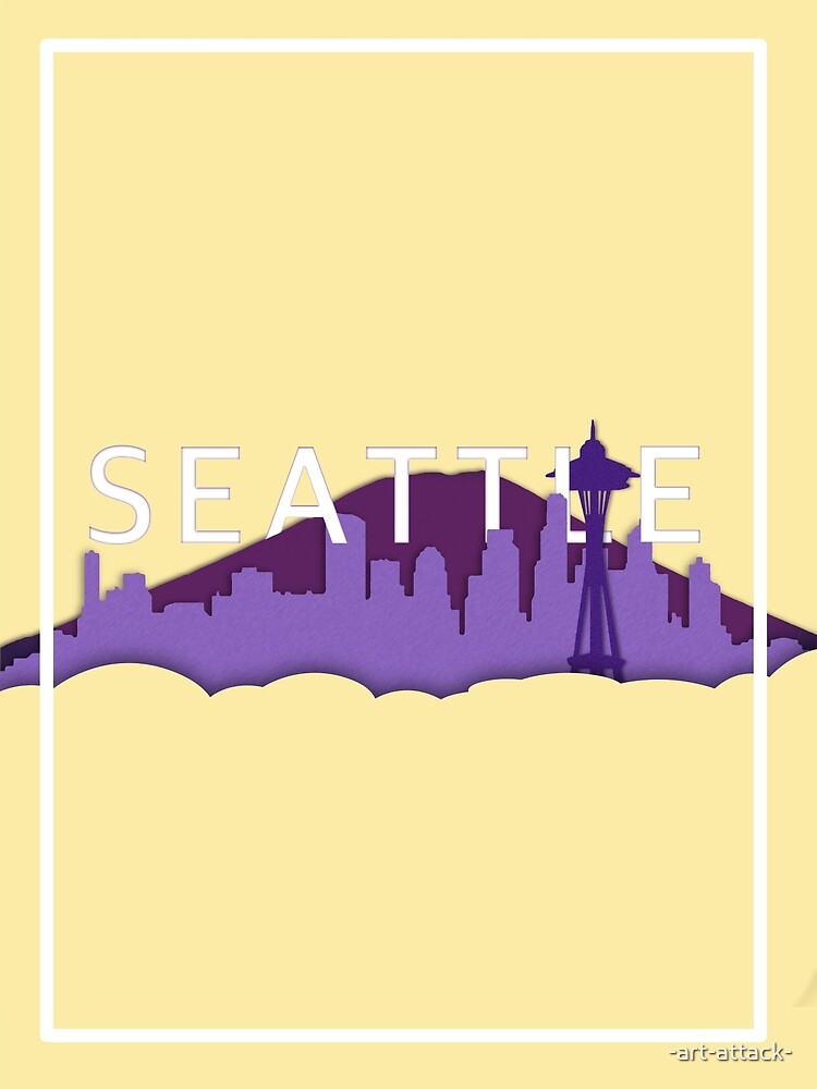 "Minimalistic Seattle Skyline (Purple and Gold)" Art Print by NMBDesign ...