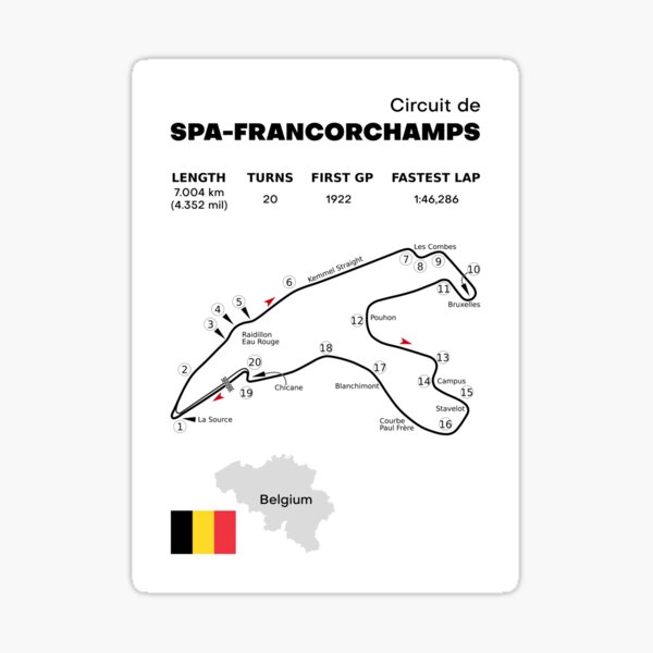 "Spa Francorchamps track layout" Sticker for Sale by mattypalka | Redbubble
