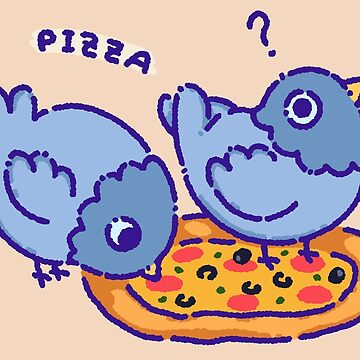 "Cute pigeons on a pizza, birds with pizza" Sticker for Sale by ...
