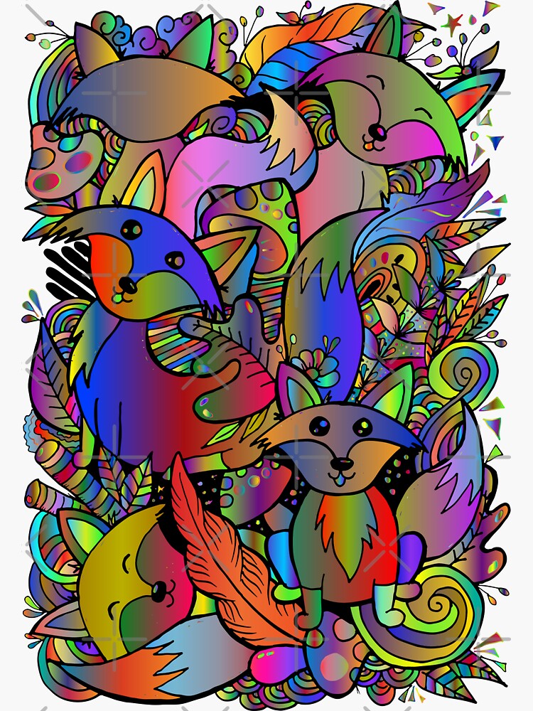 "Rainbow fox " Sticker for Sale by Marvs29 | Redbubble