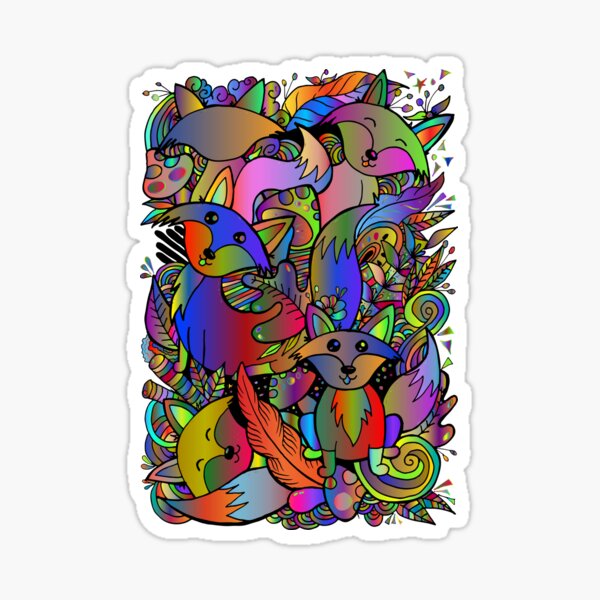 "Rainbow fox " Sticker for Sale by Marvs29 | Redbubble