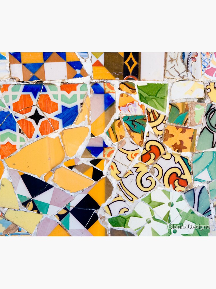 "Gaudi Tile Barcelona Architecture Building white and yellow mosaic ...