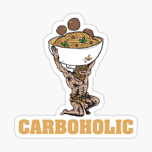"Carboholic Funny Carbohydrate Loading Noodles" Sticker by StrongShirts ...