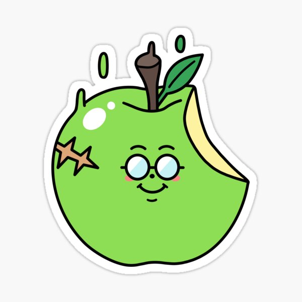 "Falling "Eaten" Green Apple + Scar" Sticker for Sale by sosorimaru ...