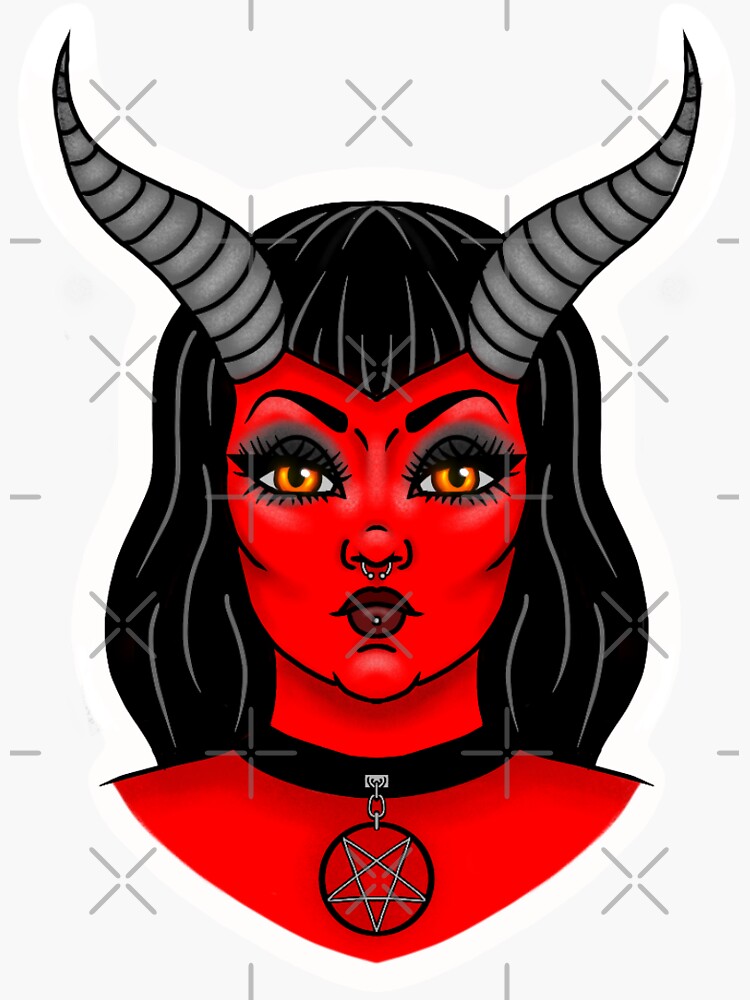 "Demon girl" Sticker for Sale by Witchy-Opossum | Redbubble