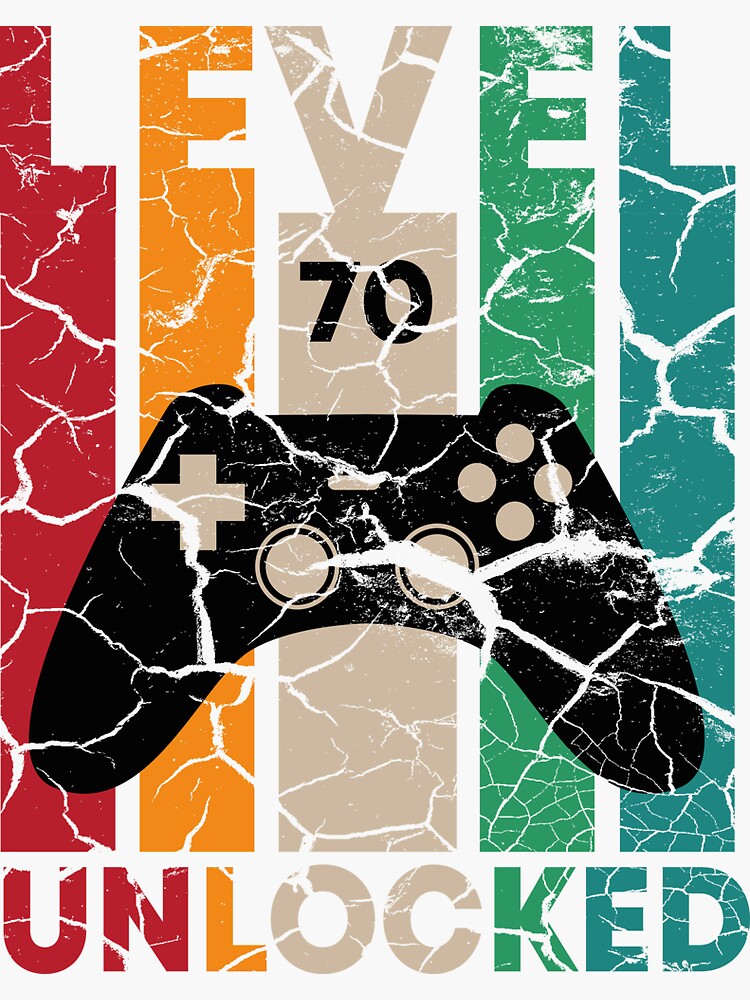 "Level 70 Unlocked,70 Birthday Gift" Sticker for Sale by Designista436 ...