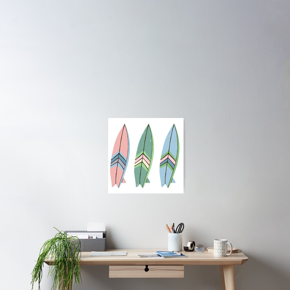 "Triple Preppy Beach Surf Style Surfboard " Poster for Sale by Beach ...