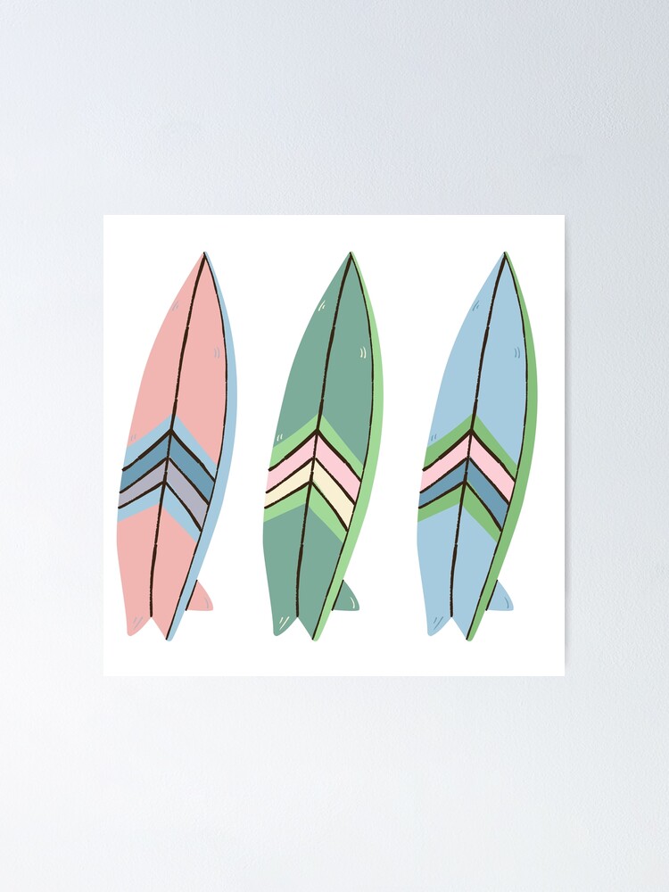 "Triple Preppy Beach Surf Style Surfboard " Poster for Sale by Beach ...