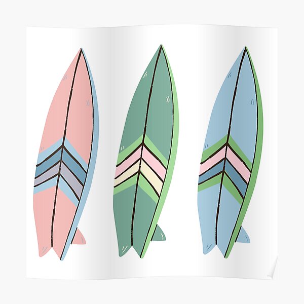 "Triple Preppy Beach Surf Style Surfboard " Poster for Sale by Beach ...