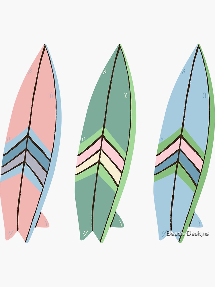 "Triple Preppy Beach Surf Style Surfboard " Sticker for Sale by Beach ...