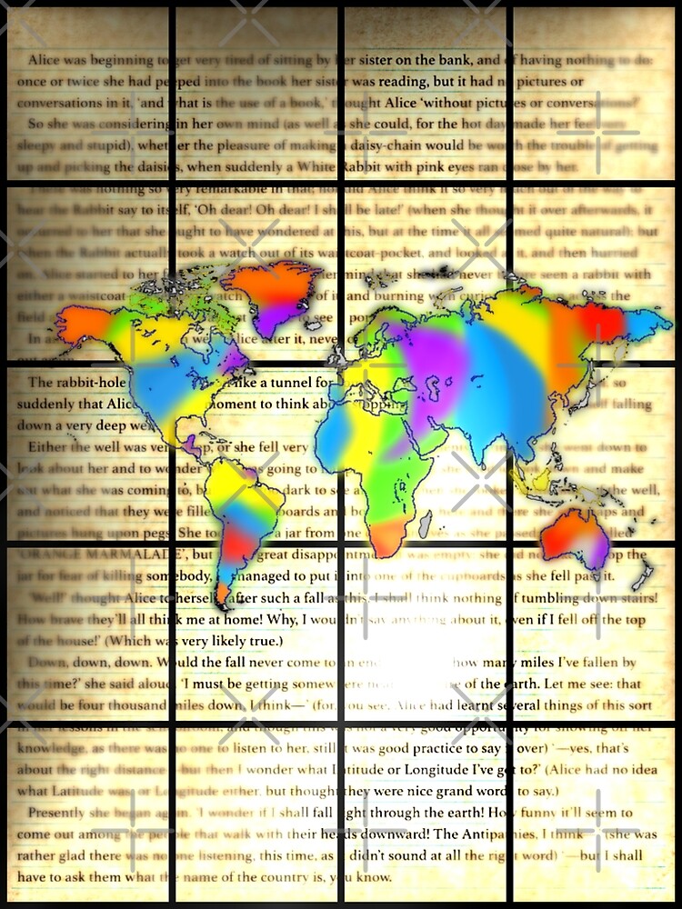 "Colorful world map with old text backround" Poster for Sale by sikmnxj ...