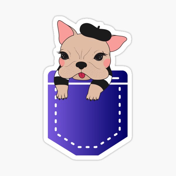 "Frenchie in a pocket. Cute french bulldog design" Sticker for Sale by ...