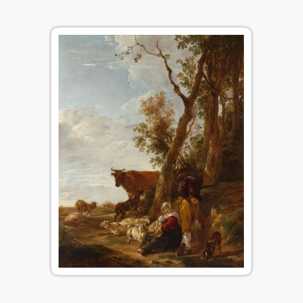 "Rest | Nicolaes Berchem | 1644 Renaissance Farm Life Cow Art" Sticker ...