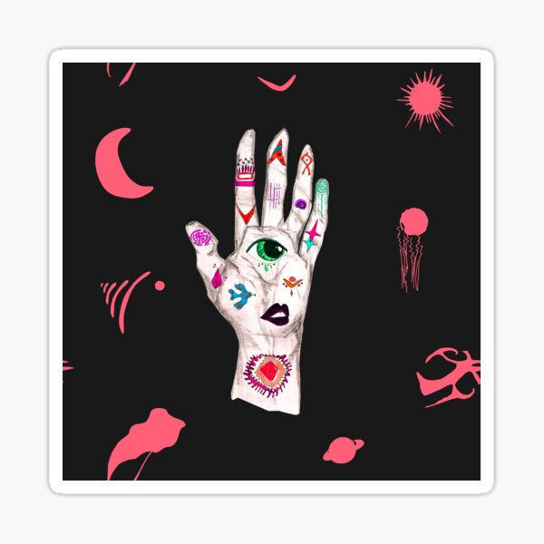 "Illustration of a hand with an eye. Palmistry and mysticism" Sticker ...